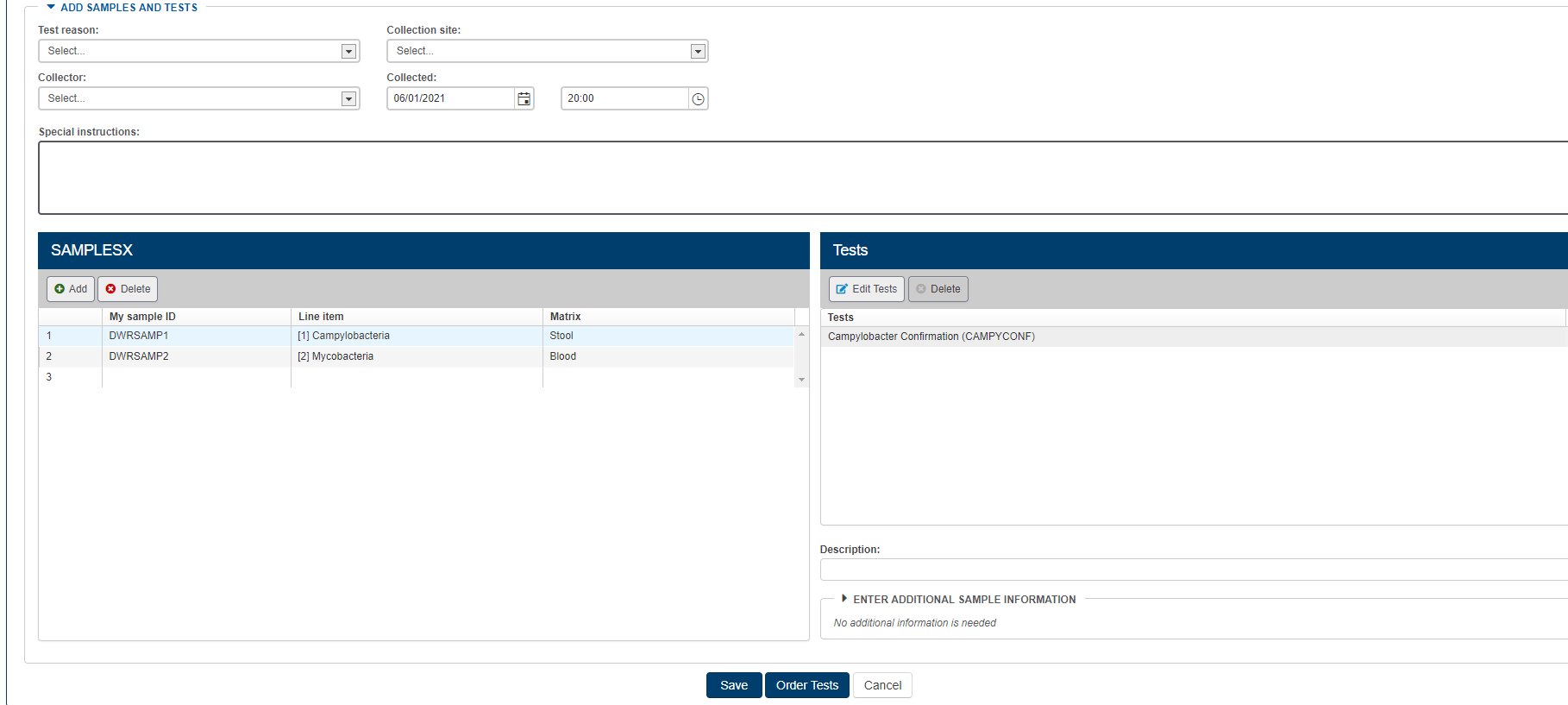 Order Clinical Tests